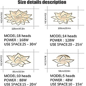 LED Dimmable Ceiling Light Modern Flower Shape Ceiling Lamp Fixture Living Room Bedroom Children's Room Flush Hanging Lamp Metal Acrylic Petal Ceiling Chandelier Lighting,10 Heads/ ø33.5″/88w
