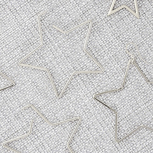 And Lovely Rhodium Dipped Star Earrings - Statement Hoop Earrings - Drop Dangle Earrings (Silver Star Hoop)