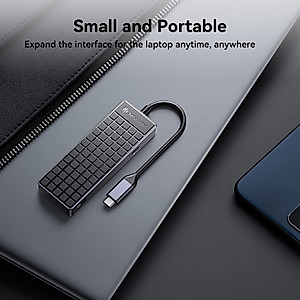 Yottamaster USB C Hub Ethernet, 5 in 1 USB C Hub Multiport Adapter with 4K HDMI, RJ45 Ethernet, USB3.0, 60W PD, Compatible with Type C Laptop Devices