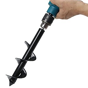 Acescen Auger Drill Bit Non-slip Garden Plant Flower Bulb Earth Hand Spiral Drill Bit Rapid Planter Post or Umbrella Hole Digger for 3/8inch Hex Drive Drill(3.2” x 12" ) A01