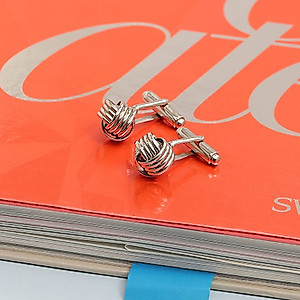 LeCalla 925 Sterling Silver Love Knot Cufflinks Men's Jewelry Gifts for Dad Father Grand-Father for Wedding, Business, Shirt Accessories, Father's Day