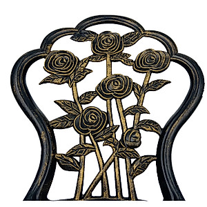 KAI LI Outdoor Furniture Bistro Set with Rose Pattern 1 Table 2 Chairs for Garden Patio Porch (Rose-Bronzed)