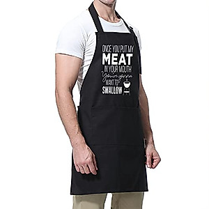 Miracu Funny Aprons for Men - Husband Gifts from Wife, Naughty Gifts for Husband - Fathers Day, Birthday Gifts for Men, Male Best Friend, Boyfriend, Fiance, Guy, Chef Him - BBQ Grilling Cooking Apron