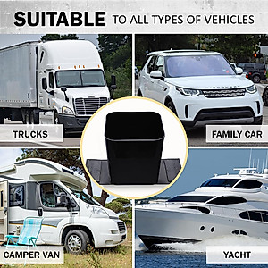 Car Trash Can for Vehicles Leakproof Compact Garbage Bin w/ Stability Flap, Anti-Slip Base, Portable Trash Holder for Cars, Trucks, SUVs, Minivans Compact, Easy to Clean Auto Container Organizer Black