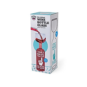 BigMouth Inc. Wine Bottle Glass - “I Only Have Time for 1 Glass of Wine”, Large Wine Glass, Holds an entire 750mL Bottle of Wine