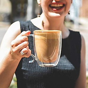 GROSCHE Cyprus Double-walled Glass Coffee Mug Heatproof Insulating Double Walled Glass Mug, Excellent for Tea or Coffee - Large Capacity 500 ml, 16 fl. oz capacity (Cyprus)