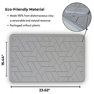ME MOTHER EARTH Quick Dry Diatomaceous Earth Floor Stone Bath and Kitchen Dish Drying Mat, Bathroom Non-Slip Shower Mat, Super Absorbent Pad, Eco Friendly, Easy to Clean, Sustainable, Dark Grey