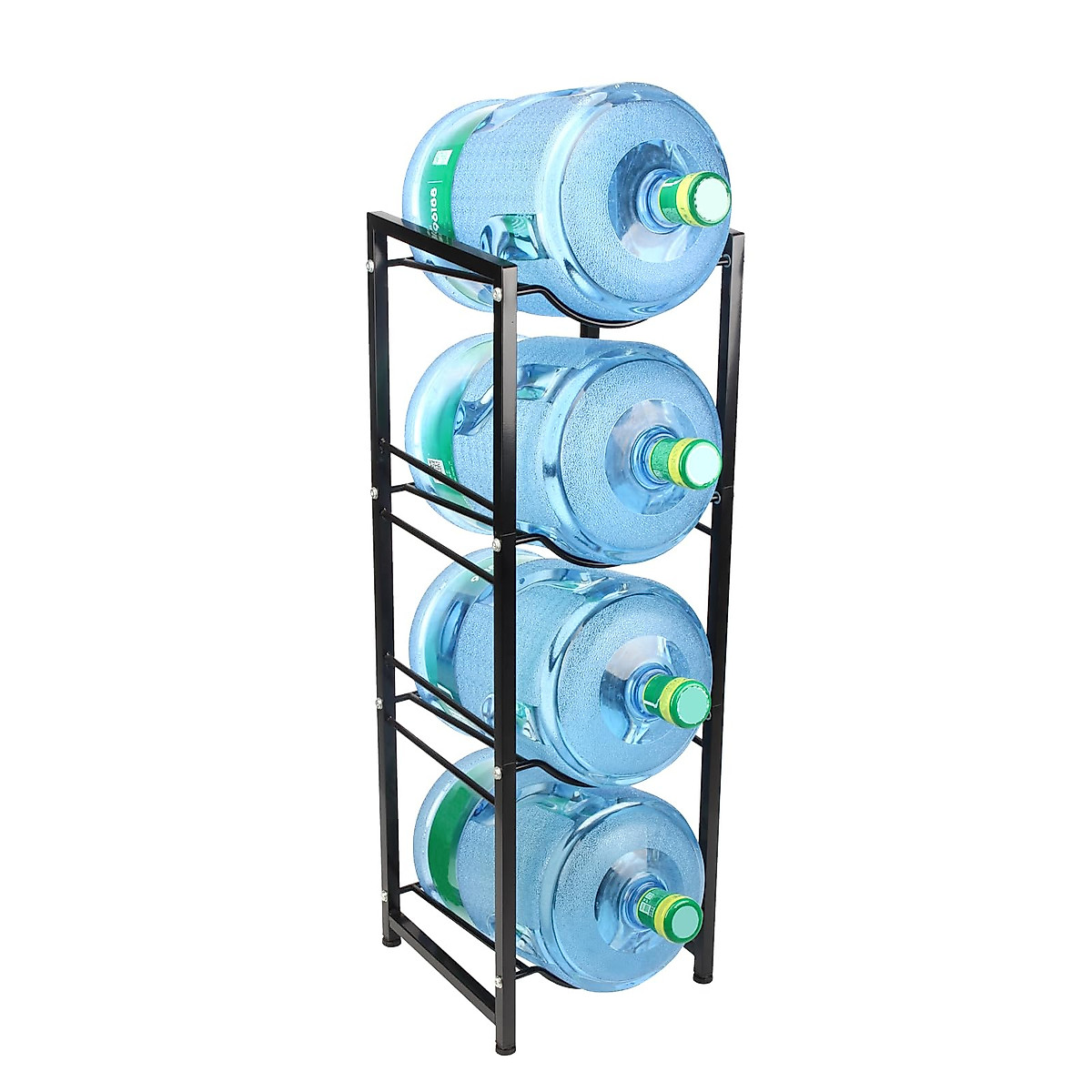 KCGANI Water Bottle Holder Cooler Jug Rack Organizer for 5 Gallon, Save Space Detachable Water Dispenser Stand Metal Water Jug Stand for Office Kitchen Public Place, 4-Tier