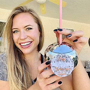 Bolaras Silver Disco Ball Cups (12 Pack) with Name Tags, Lids, and Straws, Cocktail Cup for Bachelorette Party Decorations, Disco Ball Cup for Parties Bulk, Glass for Vacation