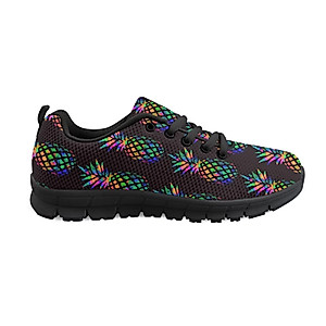 Colorful Pineapple Slip On Sneaker Women Running Shoes Breathable Workout Shoes Lightweight Gym Sneakers