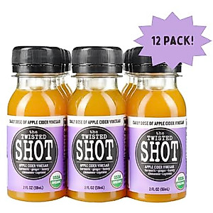 The Twisted Shot | Apple Cider Vinegar Shots with Turmeric, Ginger, Cinnamon, Honey & Cayenne | Wellness Drink | 100% USDA Certified Organic | Gut Health |Liquid, 12-Pack of 2oz Shots