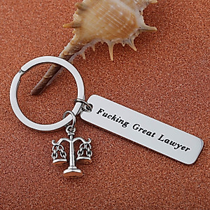 LQRI Scales of Justice Lawyer Gifts Fucking Great Lawyer Keychain Thank You Gift for Lawyer Attorney, Law School Graduates Gifts (silver)