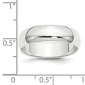 Jewelry Stores Network Solid Platinum 6 mm Comfort Fit Rounded Wedding Band Ring Size 6