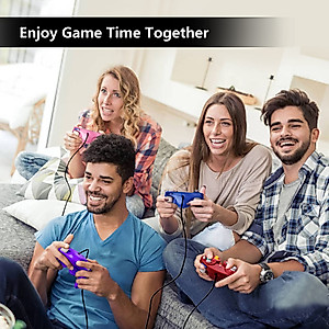 FIOTOK Gamecube Controller, Classic Wired Controller for Wii Nintendo Gamecube - Enhanced- 4 Pack （Black&Black&Pink&Purple）