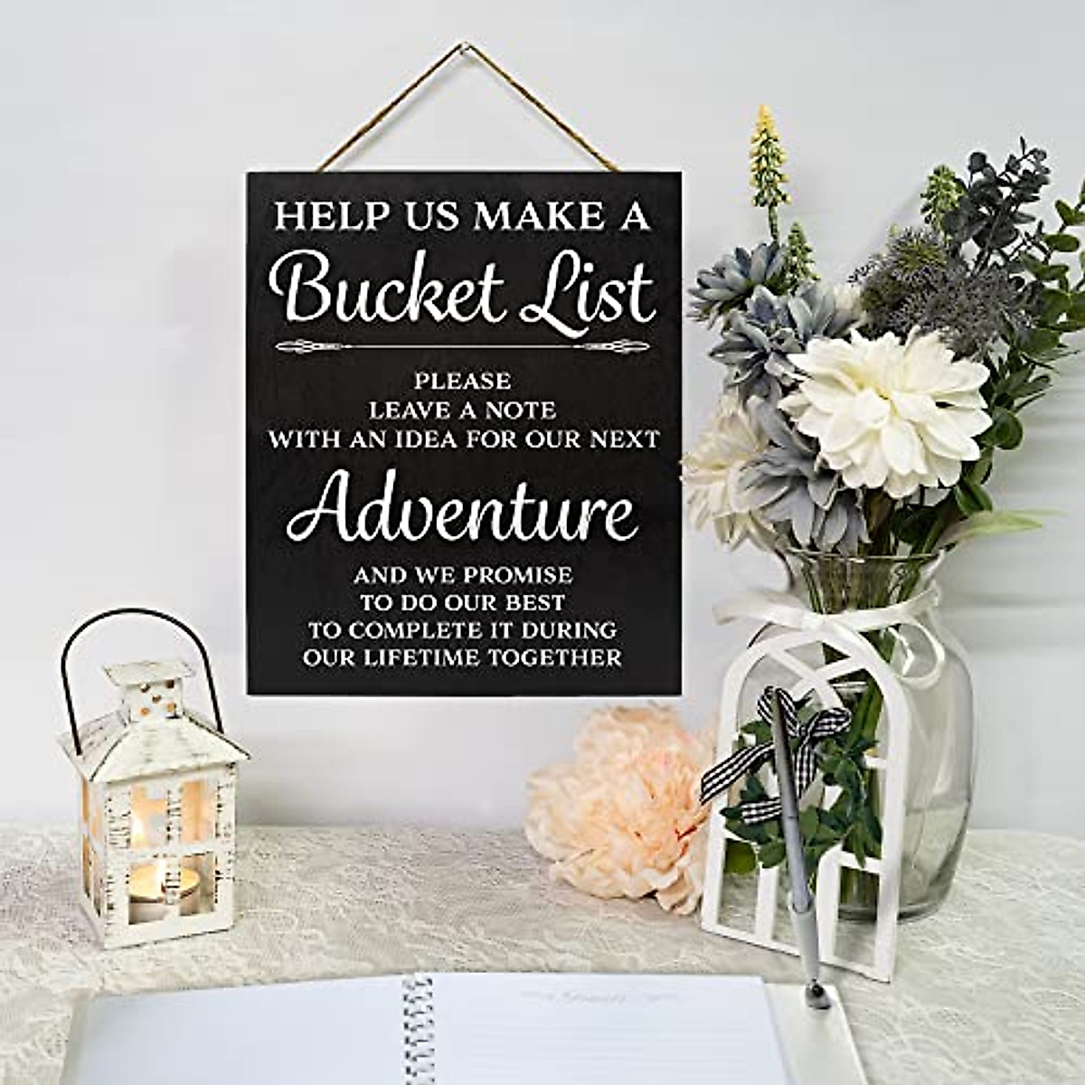 JennyGems Bucket List Wedding Signs, Wedding Decor, Wedding Reception Sign, Wedding Table Decorations, Wedding Bucket List, 10 x 12 Wooden Sign, Black