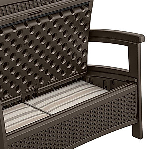 Suncast Elements Resin Wicker Design Loveseat with Storage Area, Java (2 Pack)