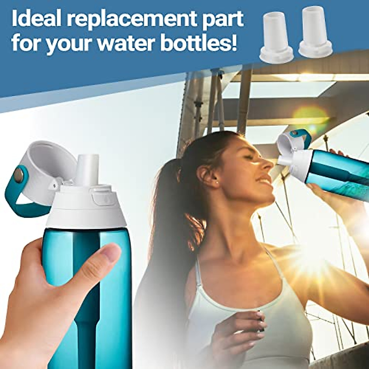SelfTek 4 Pack Bite Valve Replacement Compatible with Brita Filter Water Bottle & Brita Stainless Steel Water Bottle, Silicone Water Bottle Mouthpiece Replacement Parts for Brita Bottle