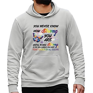 Gift for Cancer Survivors Showing Strength Courage Gray and Muticolor Unisex Hoodie