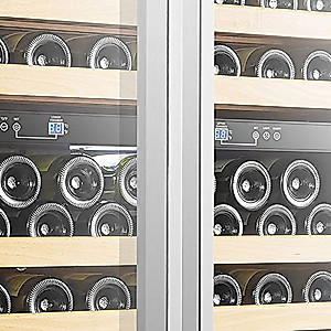 Wine Cooler Refrigerator 2 Glass Door 321 Bottles Dual Zone Reversible Commercial Cooler For Restaurant Bar Grocery Store NSF WI321DD