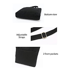 Jeelow Canvas Tote Handbag Crossbody Shoulder Bag With Front Pocket For Men & Women (Cream 2 Way)