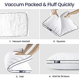 BedStory Bed Pillows for Sleeping - Queen Size Set of 2, Hotel Quality Soft & Comfortable Improve Sleep Quality, Luxury Pillows for Side, Stomach or Back Sleepers (19" x 28")