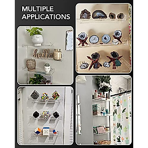 MaxGear Acrylic Shelves Clear Floating Shelves for Wall, Heavy Duty Acrylic Clear Display Shelves with Edge, 5mm Extra Thicker Hanging Shelves Floating Bookshelves for Bathroom, Bedroom, Kitchen