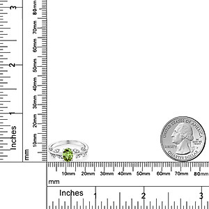 Gem Stone King 925 Sterling Silver 7X5MM Oval Gemstone Birthstone Twisted Olive Branch Leaf Vine Band Wedding Ring For Women | Available In Size 5, 6, 7, 8, 9