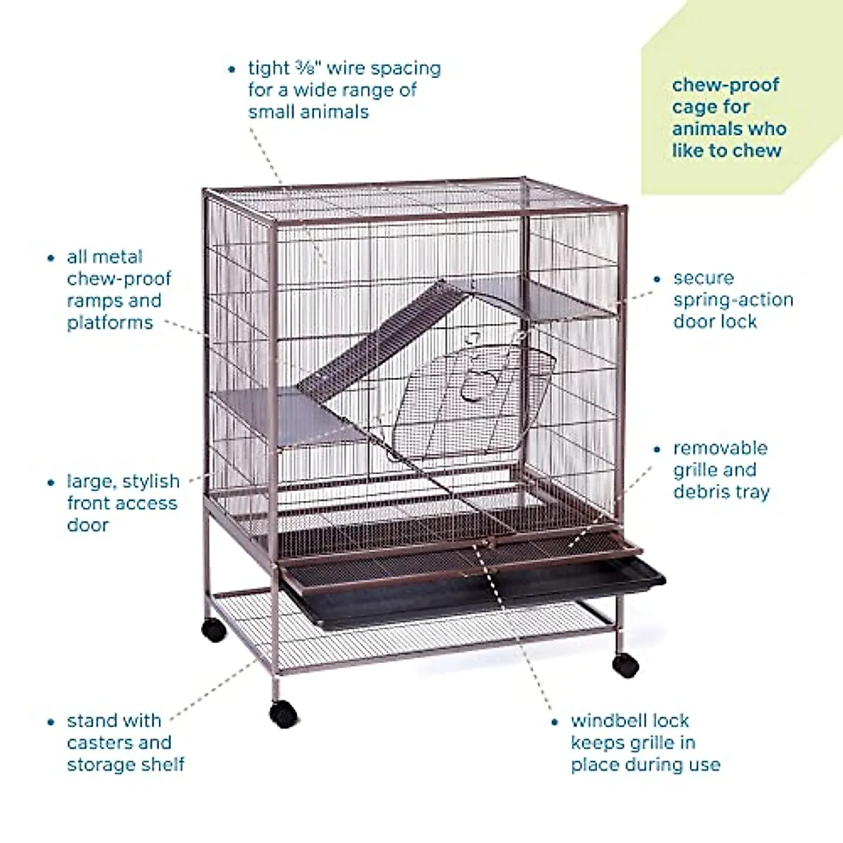 Prevue Pet Products Rat, Chinchilla, Baby Ferret Cage, Metal Home Crate for Small Animal Critters, Chew-Proof House with Caster Wheels, Earthtone Dusted Rose Hammertone Finish 31 inches x 20.5 inches x 40 inches