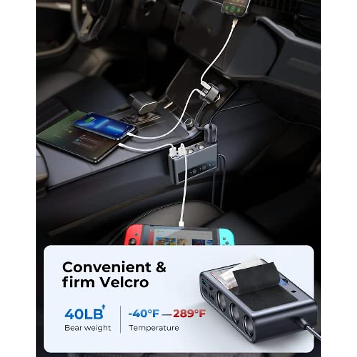 Car Charger Cigarette Lighter Splitter: Joyroom 154W 3 Socket Cigarette Lighter Adapter with PD/Dual QC 3.0 Ports, Separate Switch LED Voltage Display Car Charger Adapter for All Phones & Car Devices