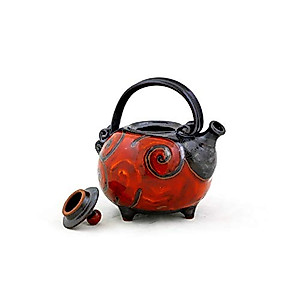 Handmade Pottery Teapot, Red and Black Serving Teapot, Stoneware Teapot, Kitchen decor, Handmade teapot, Pottery kettle, Tri Ushi