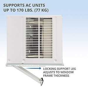 Ivation Universal Air Conditioner Support Bracket | 19” Easy-Install Adjustable Platform for AC Units Up to 170 Lbs. | Support Leg with Rubber Foot, Built-in-Level & Extenders for All Window Types