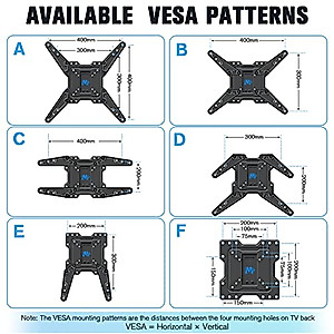 Mounting Dream TV Wall Mount for Most 26-55" TVs, TV Mount Full Motion with Swivel Articulating Arm, Perfect Center Design Wall Mount TV Bracket, up to VESA 400x400mm and 77 lbs Loading MD2418-MX
