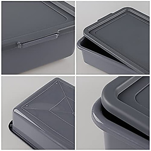 Doryh 13 L Gray Commercial Bus Box Tubs with Lids, 4-Pack Plastic Utility Bus Box