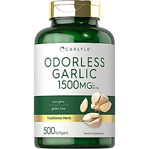 Carlyle Odorless Garlic Softgels 1500mg | 500 Pills | Non-GMO, Gluten Free Extract Supplement