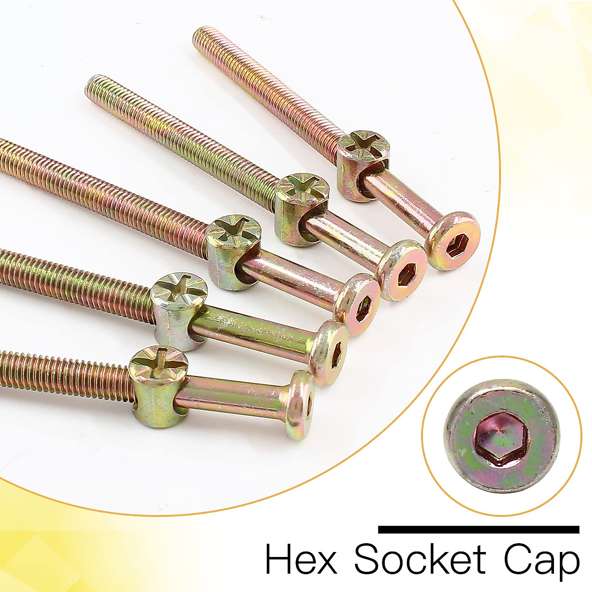 Coufce 10Pcs M6 x 80mm Bunk Bed Bolts,Hex Drive Socket Cap Furniture Bolts Barrel Nuts Set for Headboard, Bed Frame,Furniture (Zinc Plated)