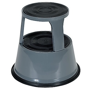 Vestil STEP-17-GY Steel Rolling Step Stool with Powder Coat Finish, 17-1/8" Top Step Height, 500 lbs Capacity, Gray