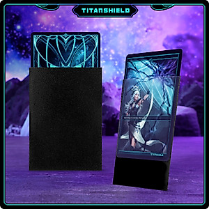 TitanShield (150 Sleeves, Black Compatible with Standard Sized Board Games, MTG Magic The Gathering, Pokemon, Lorcana and Trading Cards 2.5" x 3.5" 66x91mm