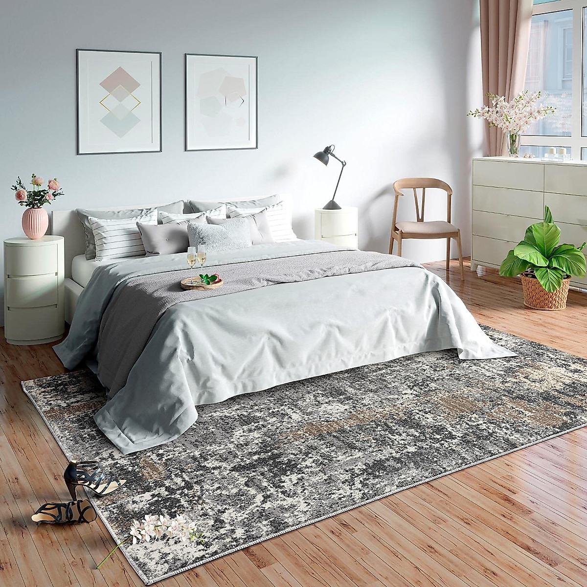 LUXE WEAVERS Euston Collection 7679 Grey 8x10 Abstract Area Rug