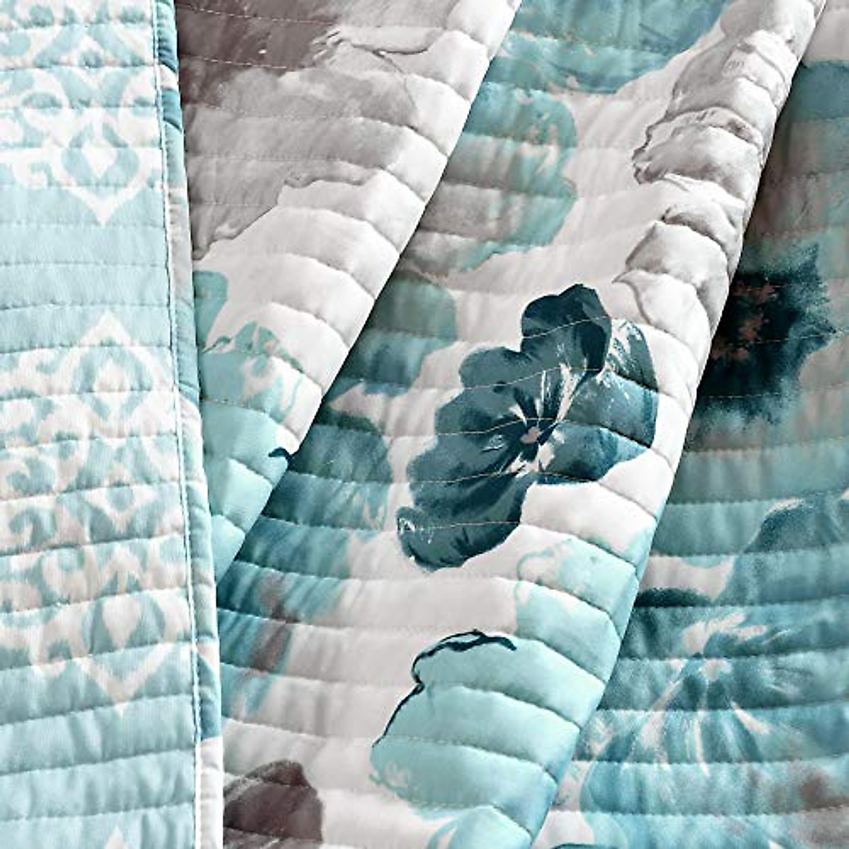 Lush Decor Leah Reversible Throw Blanket, 60" x 50", Blue