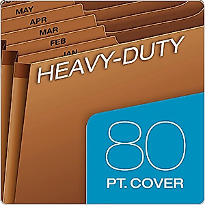 Globe-Weis PFXR217MHD /Pendaflex Heavy-Duty Expanding File, Open Top, 12 Pockets, Monthly Index, Letter Size, Brown (R217MHD)
