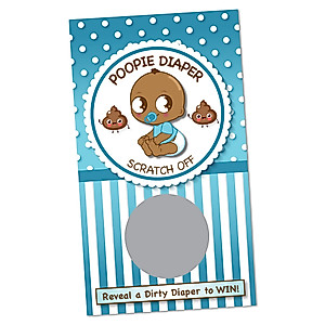 Poopie Diaper Boys Baby Shower Scratch Off Cards 1 - (30 Cards) - Baby Shower Game Scratch Off Tickets - Baby Shower Raffle Tickets - Baby Shower Door Prize - Scratch & Win for Boys Baby Shower