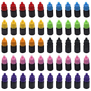 FZBNSRKO 50pcs 5ml Empty Black Plastic Squeezable Dropper Bottles Eye Liquid Dropper Bottles with Childproof Cap,Color in Random