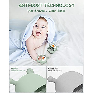 Baby Teething Toys, for Infants 3+ Months, Never Drop Silicone Baby Mitten Teether for Soothing Pain Relief, Baby Chew Toys for Sucking Needs, BPA Free (Green)