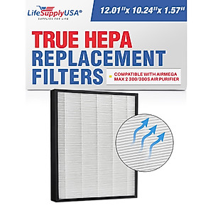 True HEPA Air Cleaner Filter Replacement Complete Set for AIRMEGA Max 2 Air Cleaner 300/300S by LifeSupplyUSA