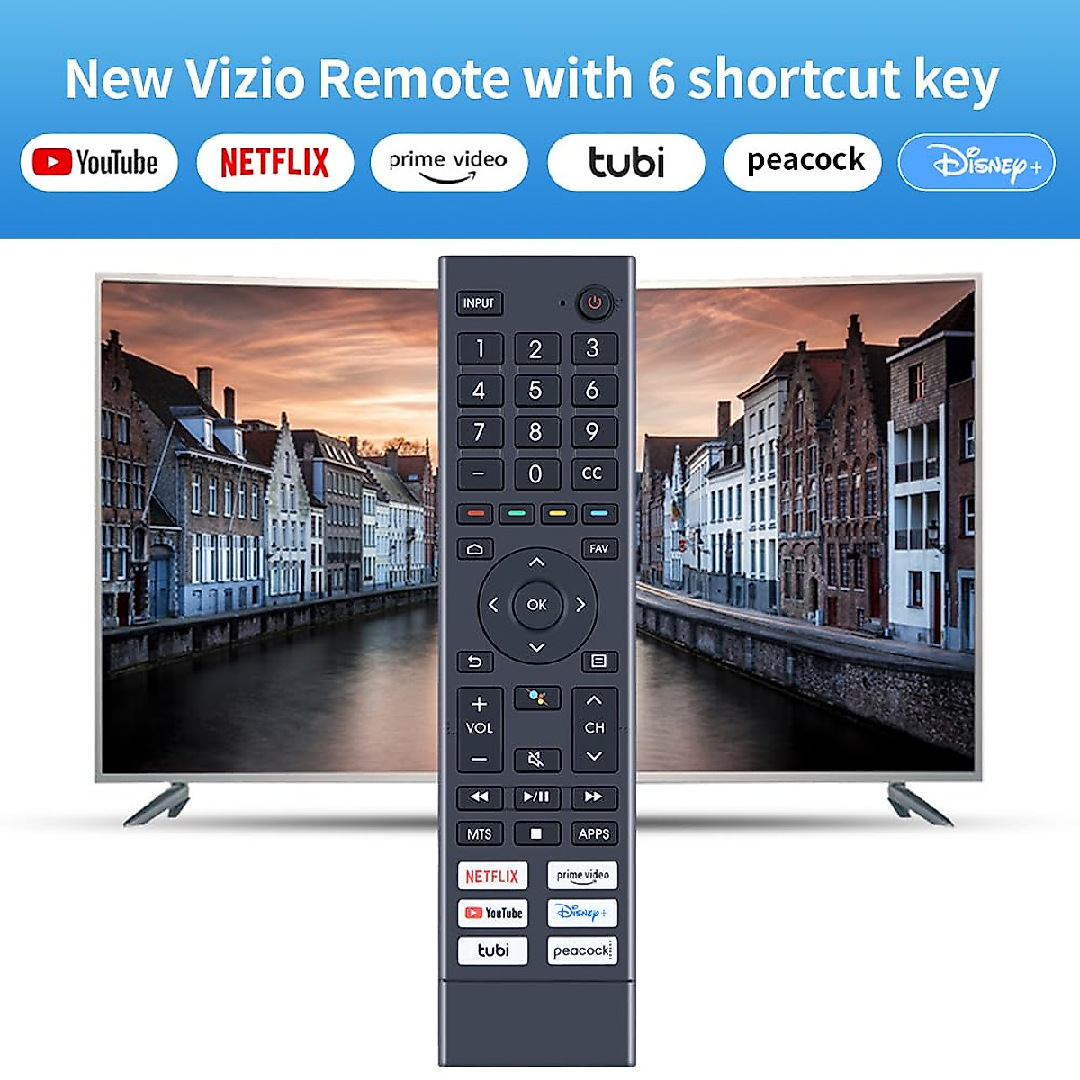 ERF3J80H Replacement Remote Control Fit for Hisense 4K UHD Android Smart TV 43A6G 50A6G 50U6G 50U68G 55U6G 55A6G 55U68G 60A6G 65U68G 65A6G 65U6G 70A6G 75A6G 75U6G 75U68G（No Voice Function）