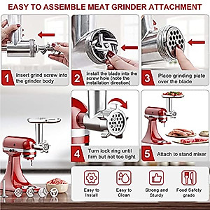 Meat Grinder & Slicer Shredder Attachments for KitchenAid Stand Mixer, Metal Meat Grinder with Sausage Stuffer Tubesand and Slicer shredder Set, For KitchenAid Mixer Accessories By Cofun