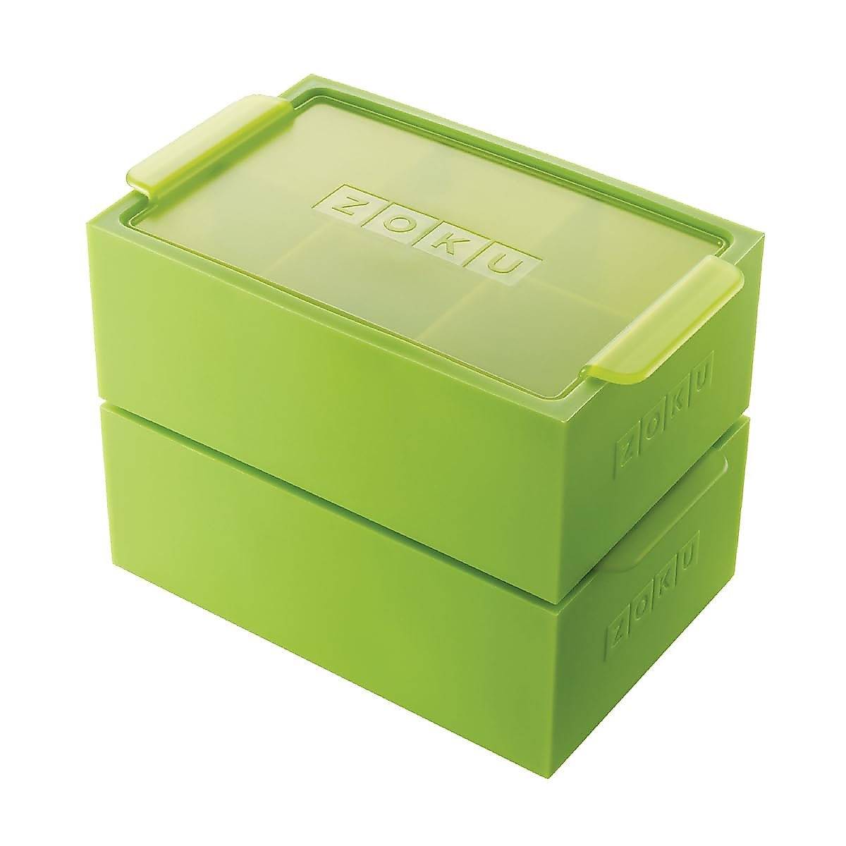 ZOKU Jumbo Ice Cube Trays, Set of 2, Stackable Large Silicone Molds with Flavor-Guard Lids, Easy-Release, BPA-Free