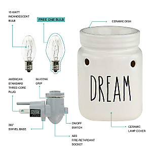 STAR MOON Mason Jar Candle Warmer for Rae Dunn Inspired Decor Wax Warmer for Scented Wax Plug in Wax Warmer with One More Bulb Home Decor Wall Decor White (Dream)