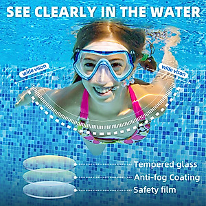 Kids Swim Goggles for Boys Girls Youth Swimming Goggles with Nose Cover Scuba and Silicone Swim Mask Anti-Fog No Leak 180° Panoramic Clear View Tempered Glasses Water Pool Goggles for Teens 6-14 8-12