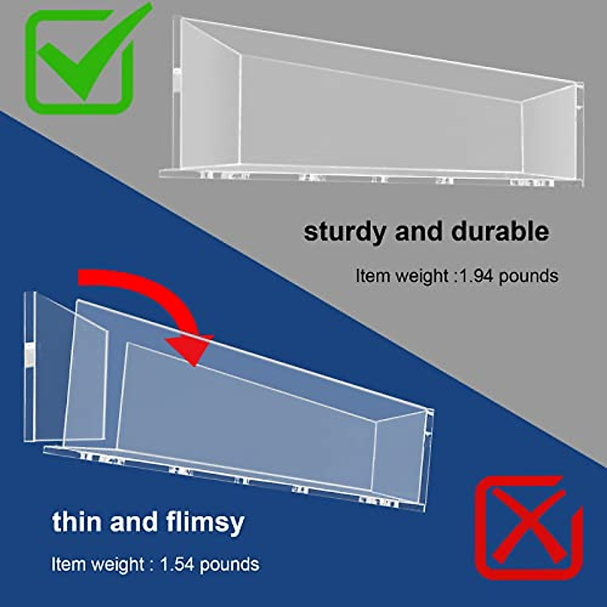 Durmmur 2-Pack Acrylic Clear Shower Shelves, Adhesive Bathroom Shower Caddy Organizer, Transparent No Drilling Wall Floating Shelves for Storage & Display